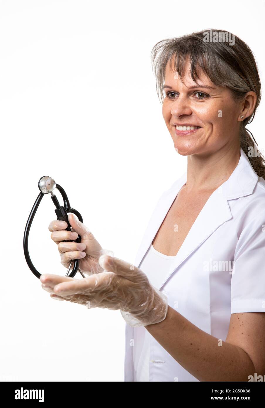 female doctor having a conversation Stock Photo - Alamy