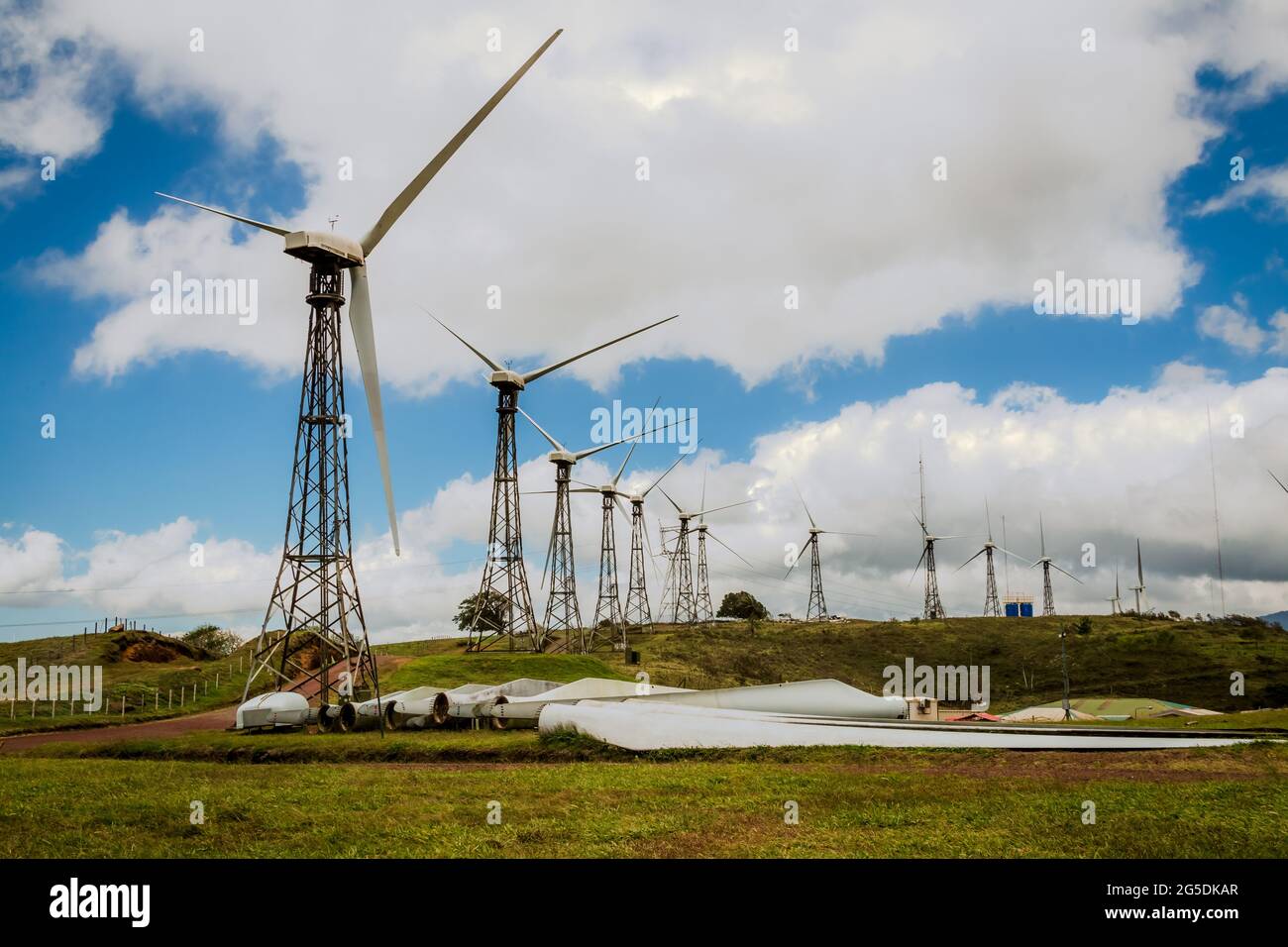 Windmills using wind to produce clean sustainable energy Stock Photo ...