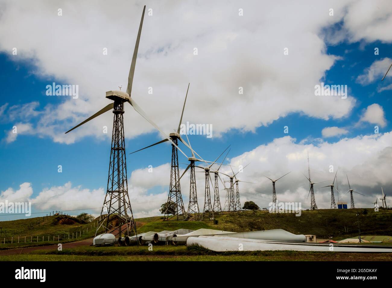 Windmills using wind to produce clean sustainable energy Stock Photo ...