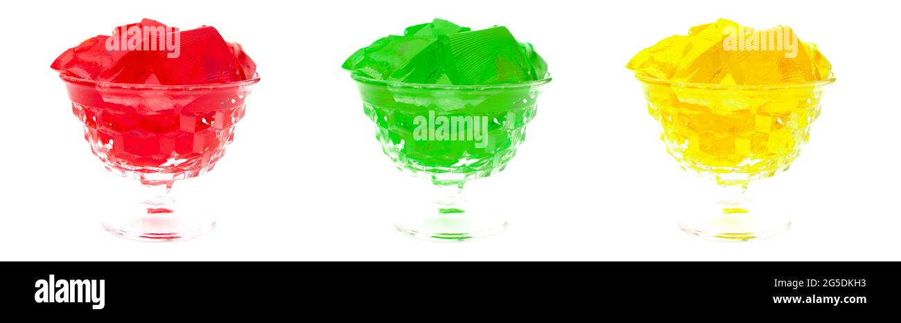 Three Crystal Bowls Full of Jelly Stock Photo - Alamy