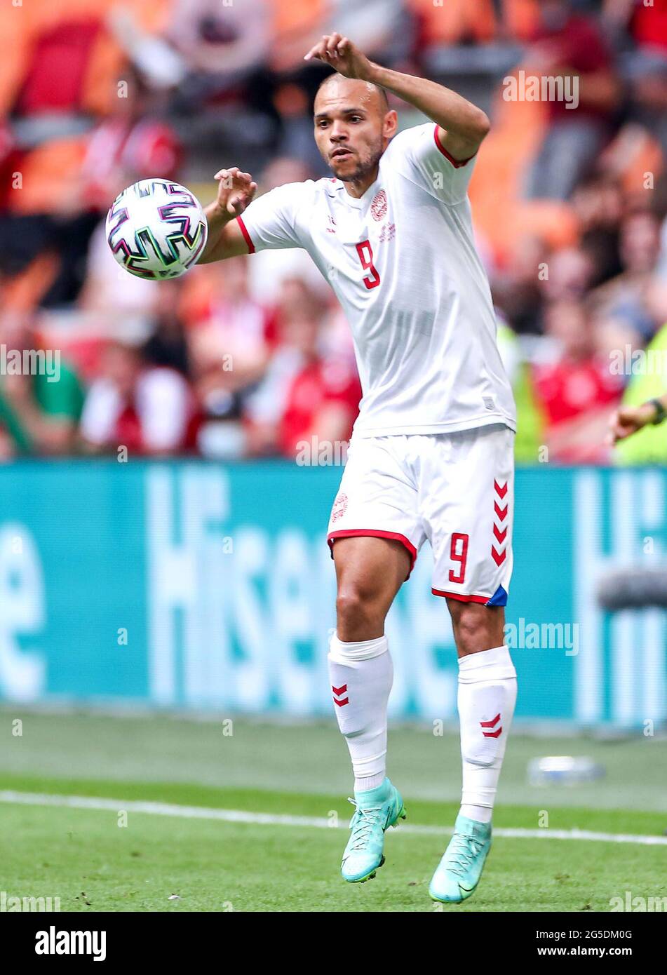 Denmark's Martin Braithwaite in action during the UEFA Euro 2020 round ...