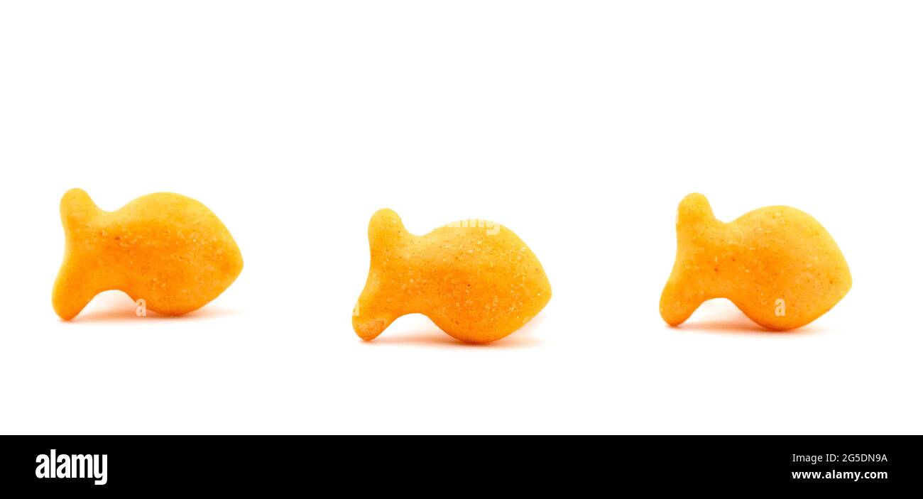 FIsh Shaped Cheese Crackers on a White Background Stock Photo - Alamy