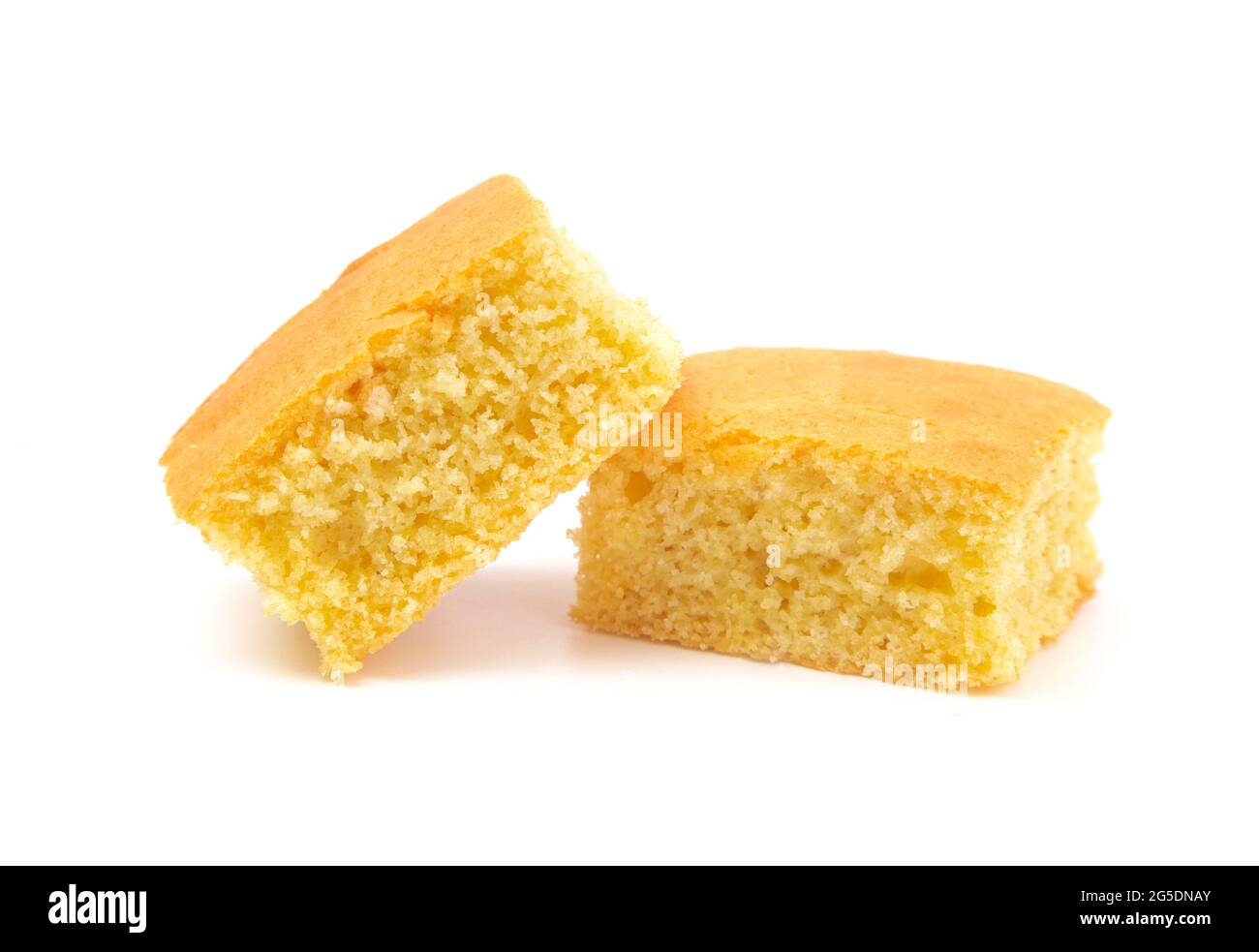Square Cornbread Slices on a White Background Stock Photo - Alamy