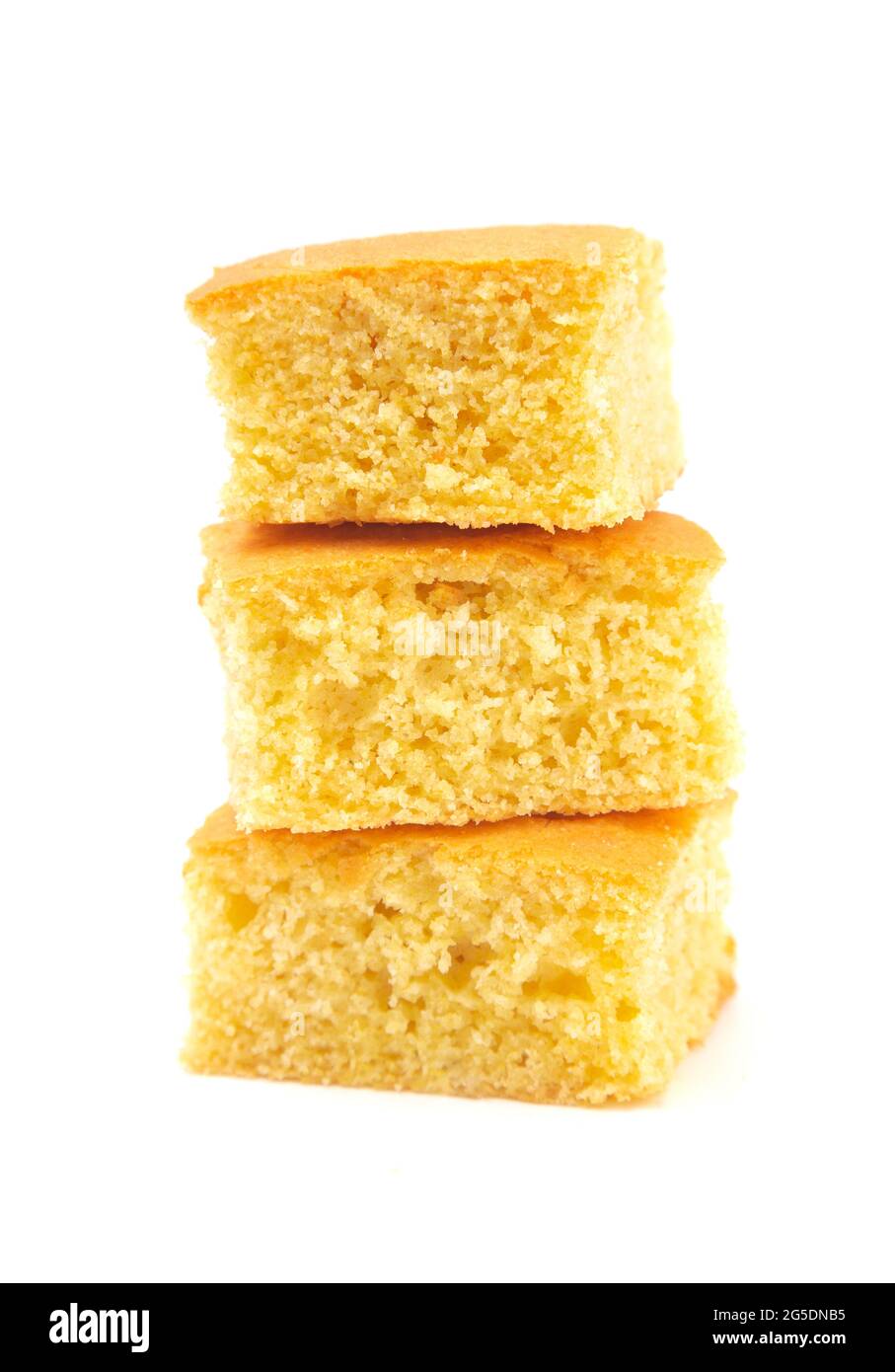Square Cornbread Slices on a White Background Stock Photo - Alamy