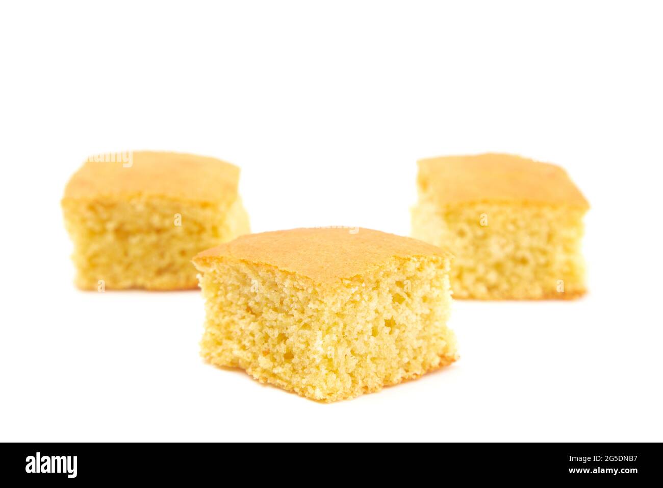 Square Cornbread Slices on a White Background Stock Photo - Alamy