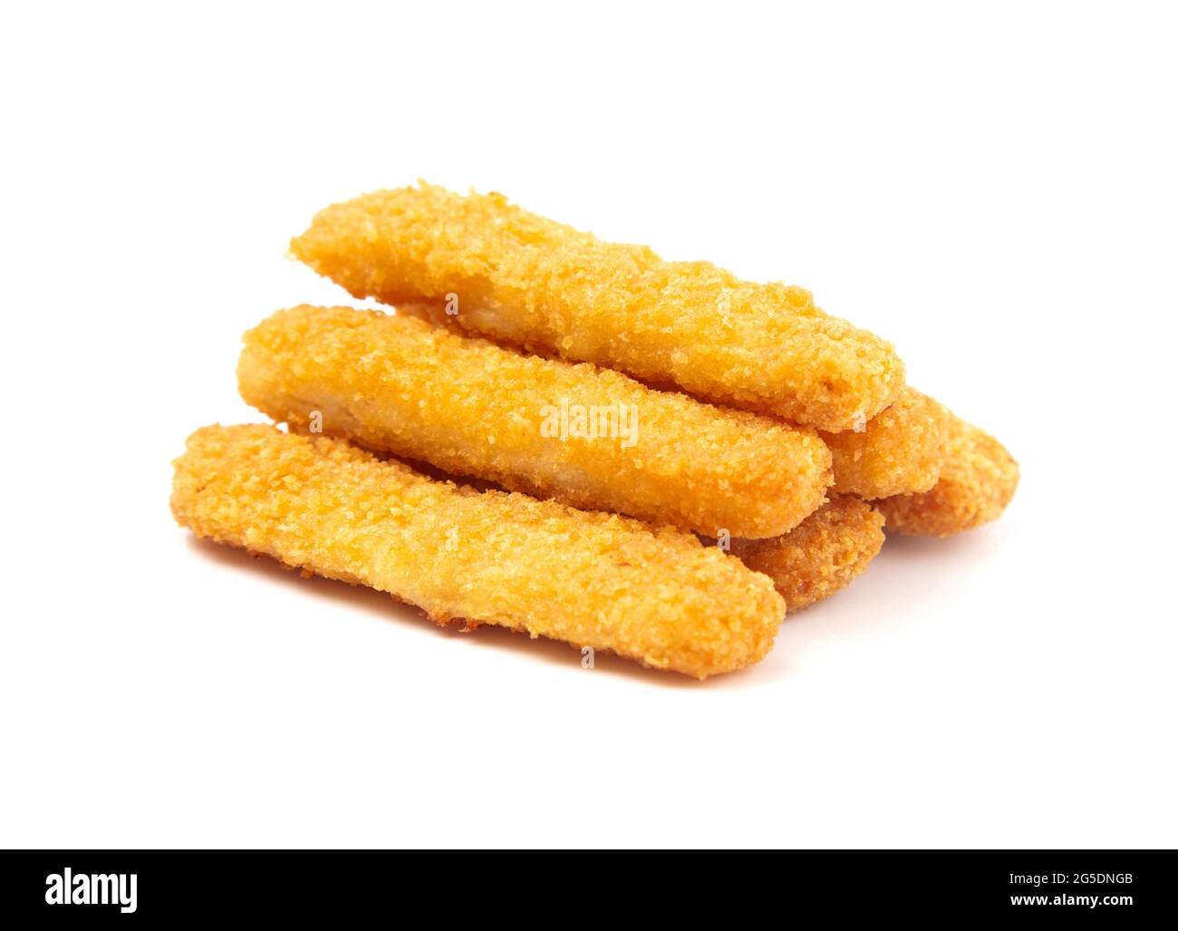 Breaded Fish Sticks on a White Background Stock Photo - Alamy
