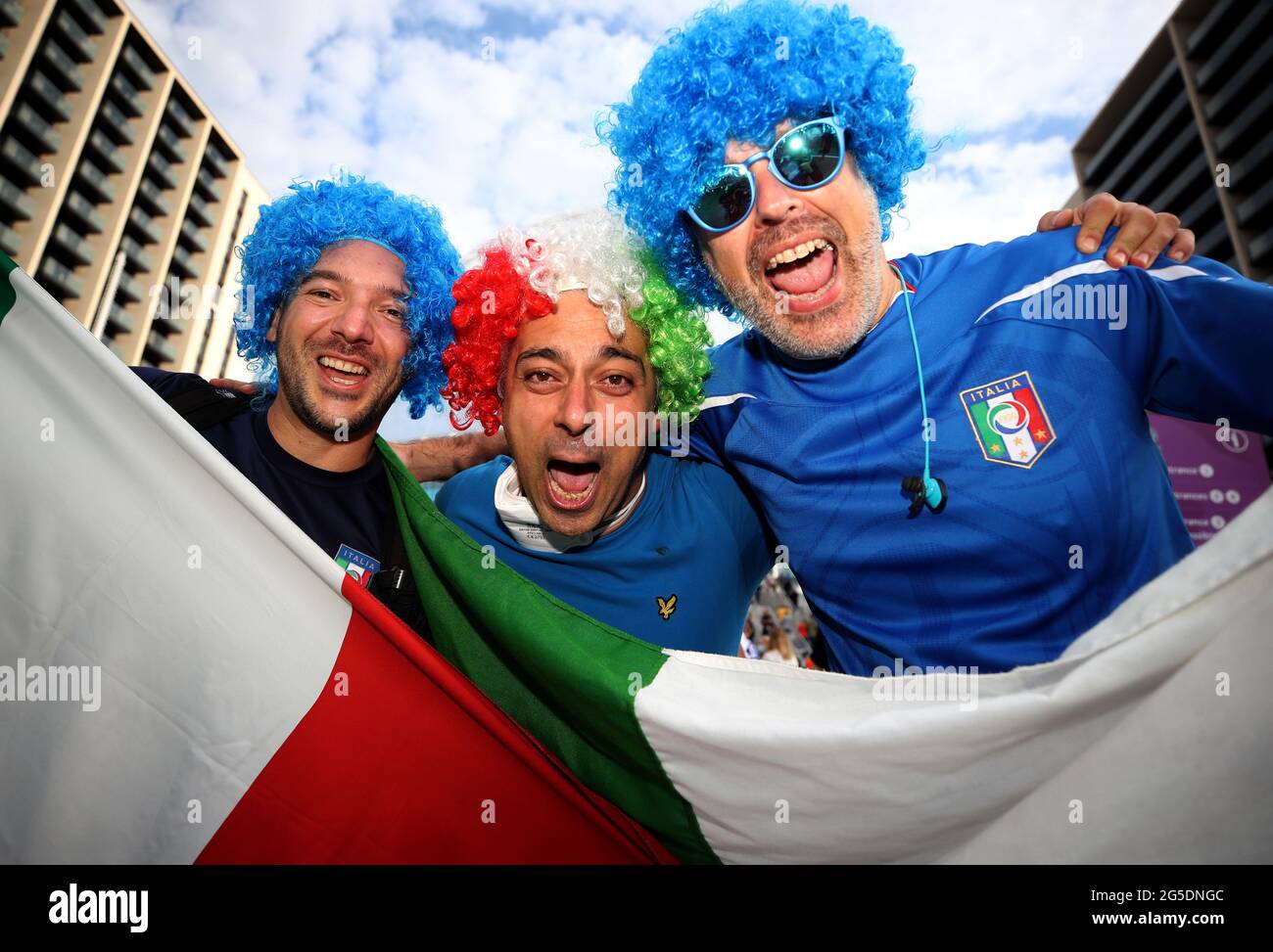 Italy fans outside of the stadium ahead of the UEFA Euro 2020 round of ...