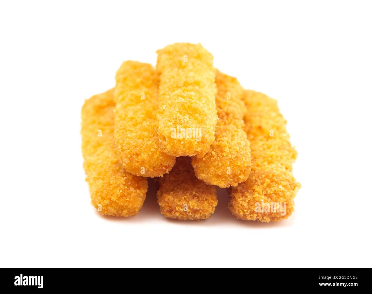 Breaded Fish Sticks on a White Background Stock Photo - Alamy