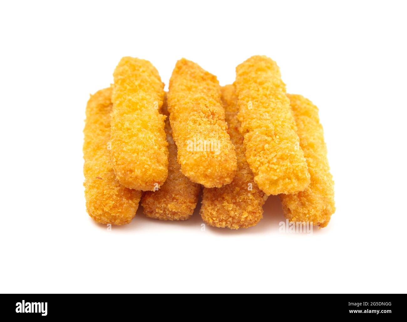 Breaded Fish Sticks on a White Background Stock Photo - Alamy