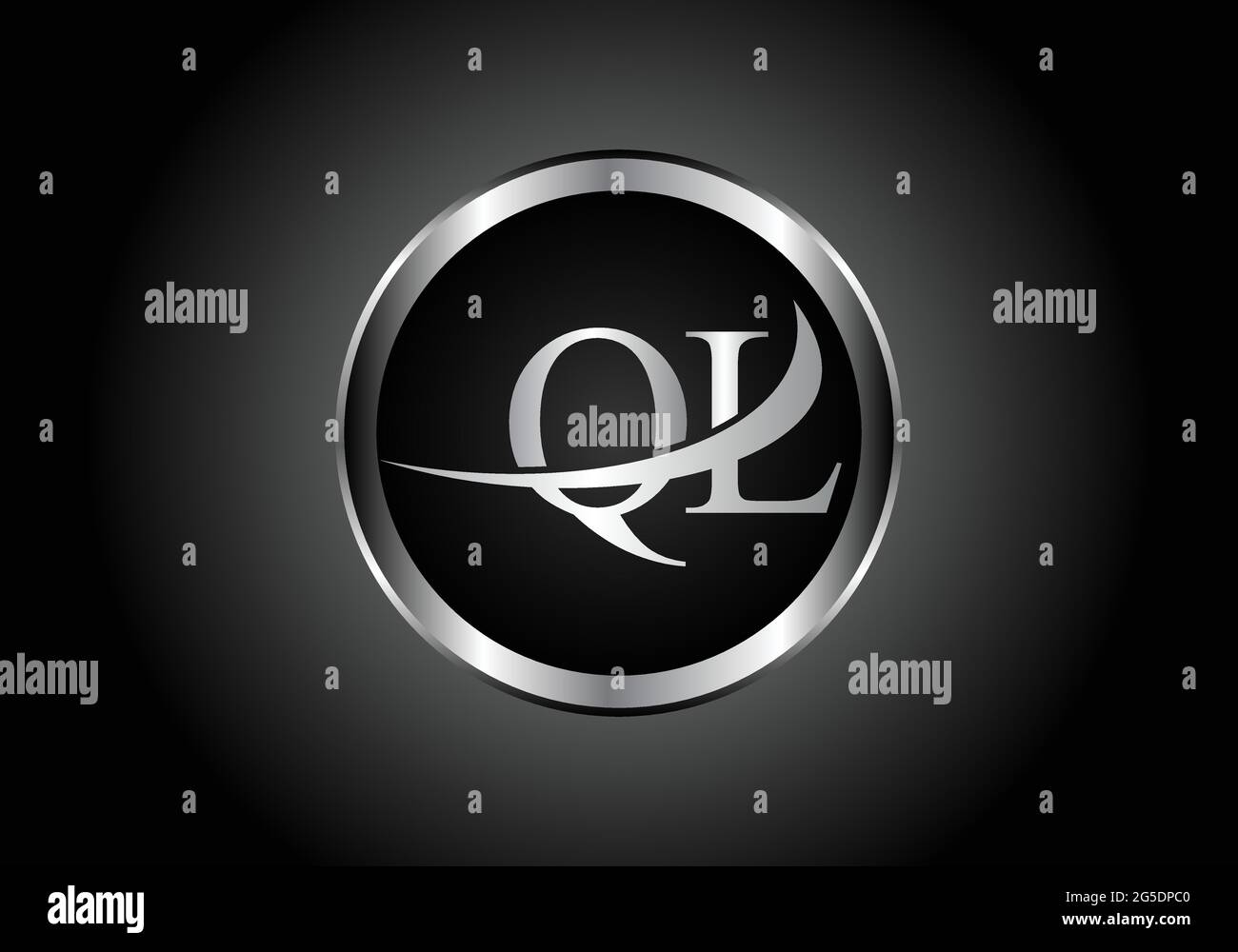silver letter QL metal combination alphabet logo icon design with grey ...