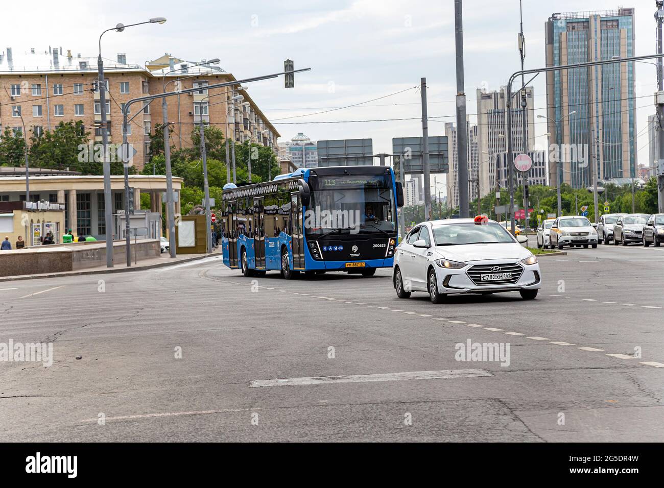 The passenger bus goes along the route. Moscow, Russia Stock Photo - Alamy