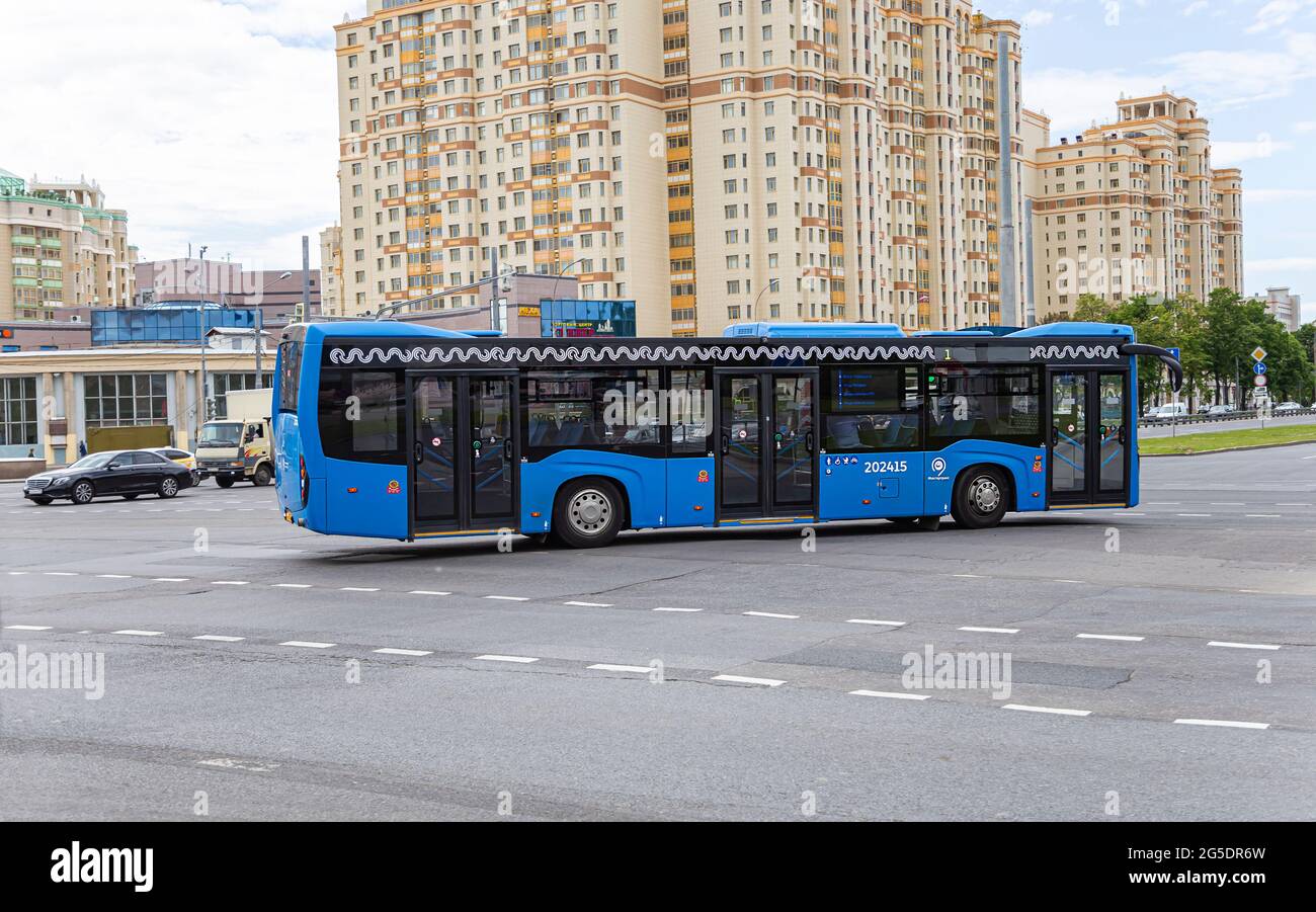 The passenger bus goes along the route. Moscow, Russia Stock Photo - Alamy