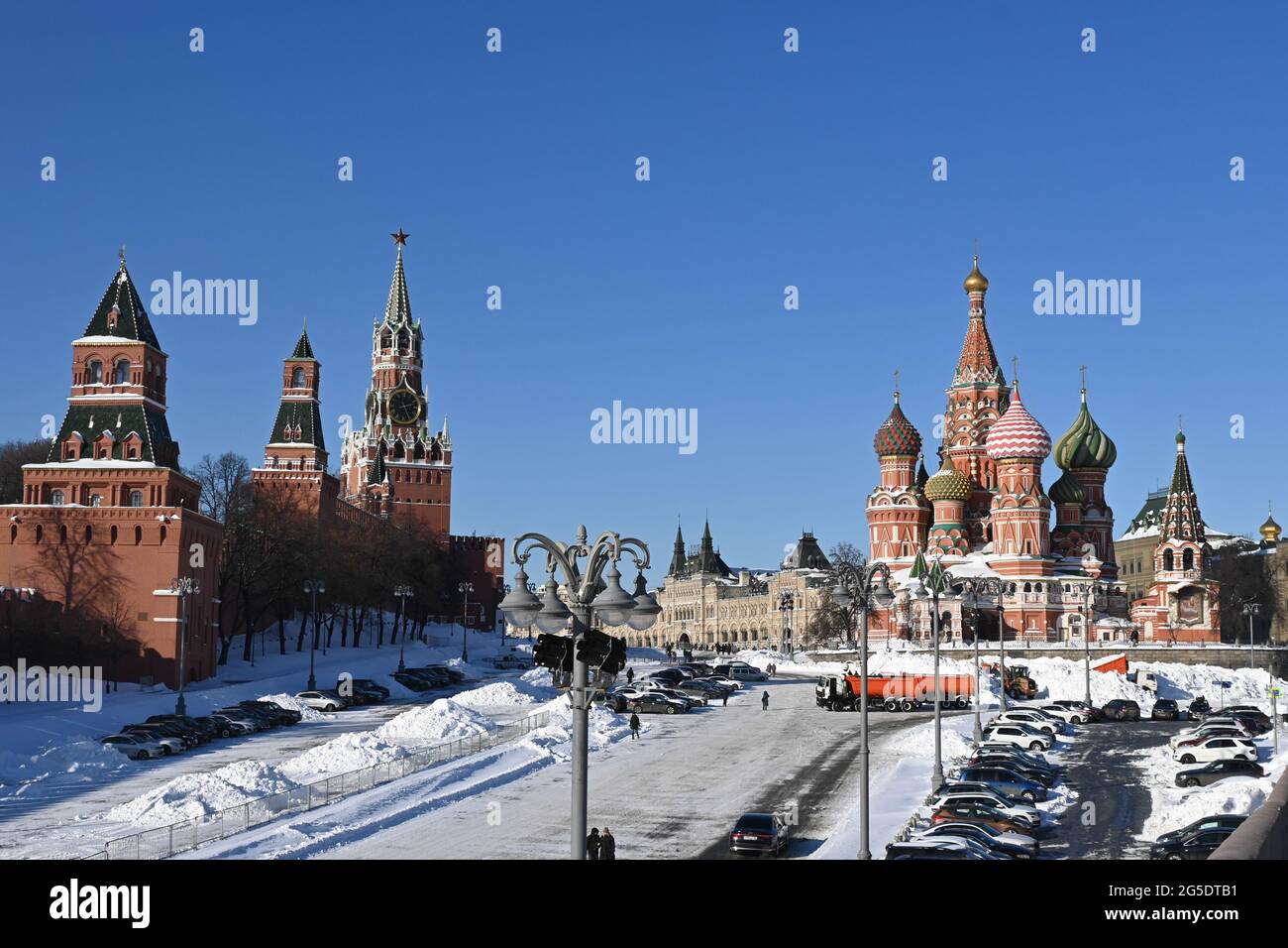 Moscow Kremlin in winter. The center of the capital of Russia, a UNESCO ...