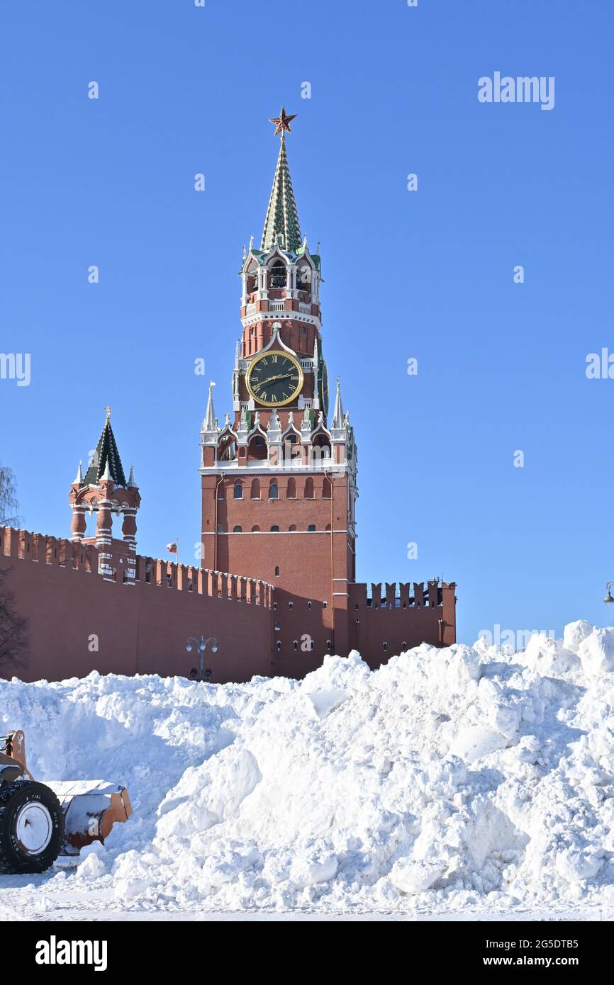 Moscow Kremlin in winter. The center of the capital of Russia, a UNESCO ...