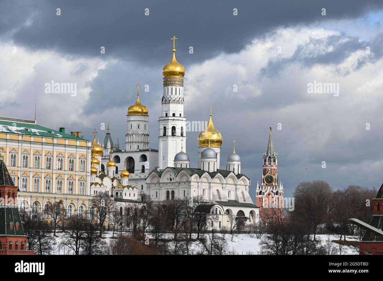 Moscow Kremlin in winter. The center of the capital of Russia, a UNESCO ...