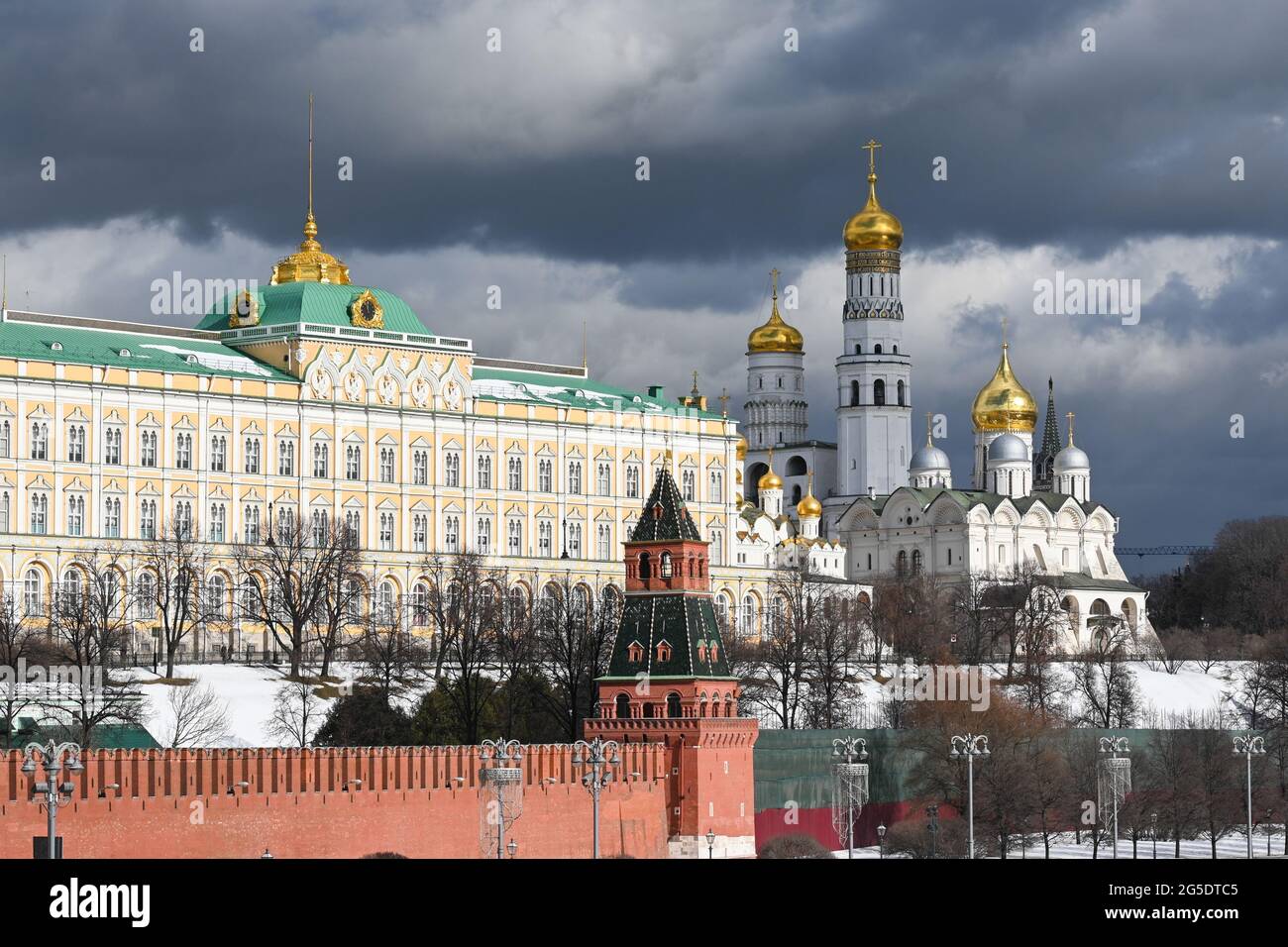 Moscow Kremlin in winter. The center of the capital of Russia, a UNESCO ...