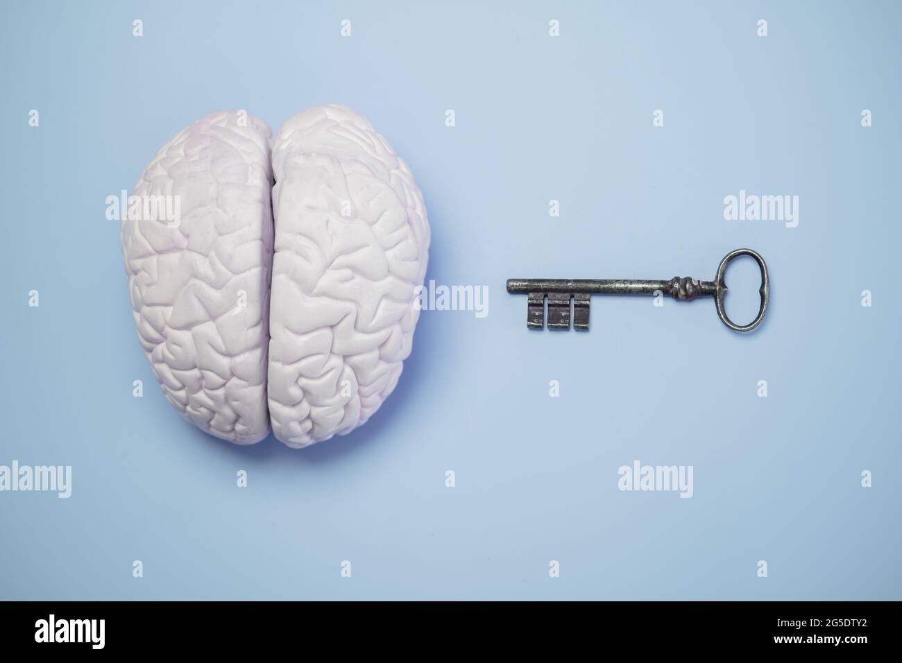 Solution to the human brain concept with old key Stock Photo - Alamy