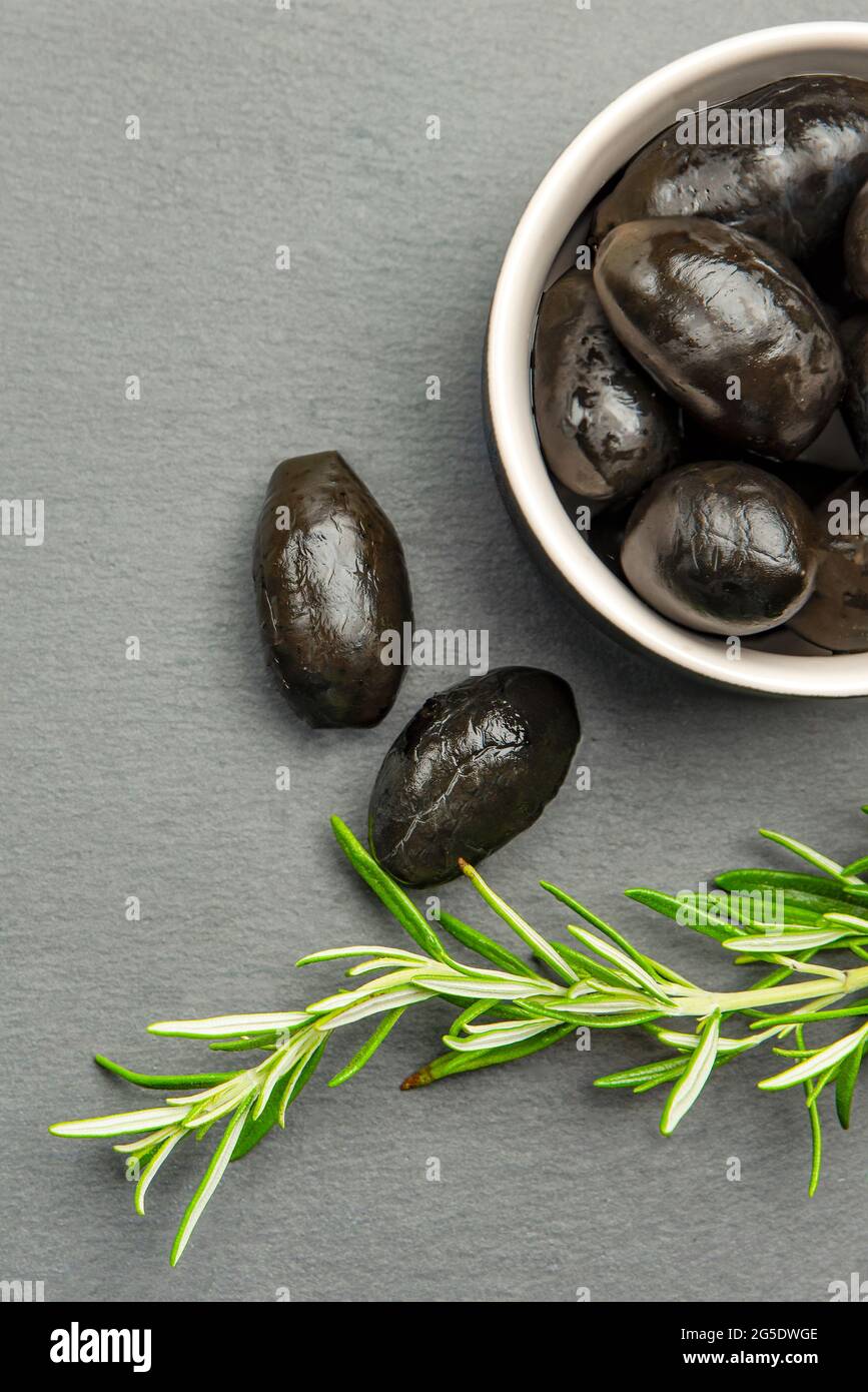 Black olives. Bella di cerignola Italian olives. Colored olives and a ...