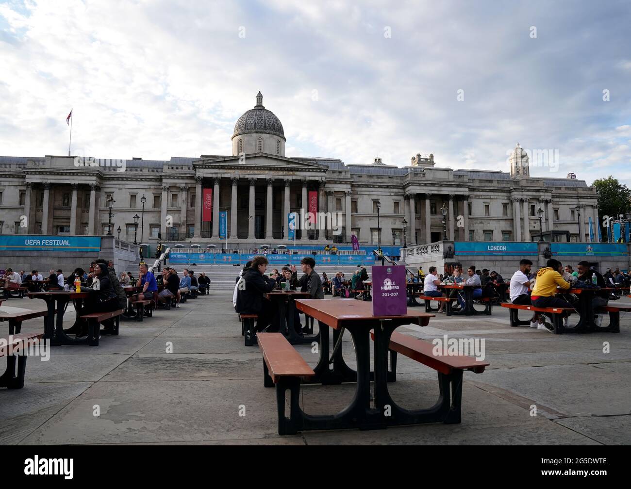 Fans in the fan zone in Trafalgar Square, London before the UEFA Euro ...