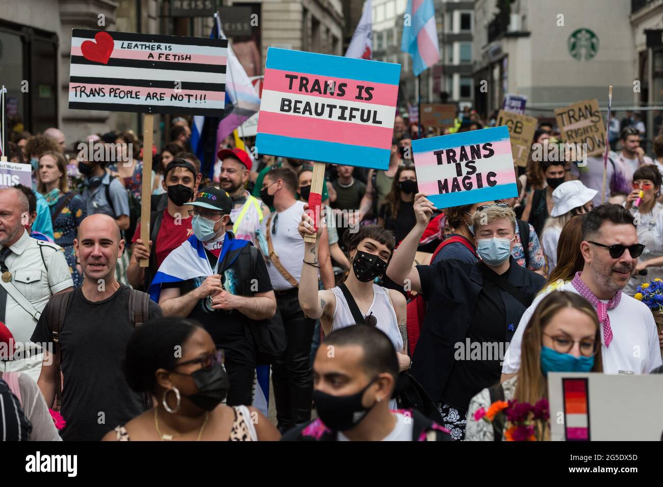 London, UK. 26th June, 2021. Transgender people and their supporters ...