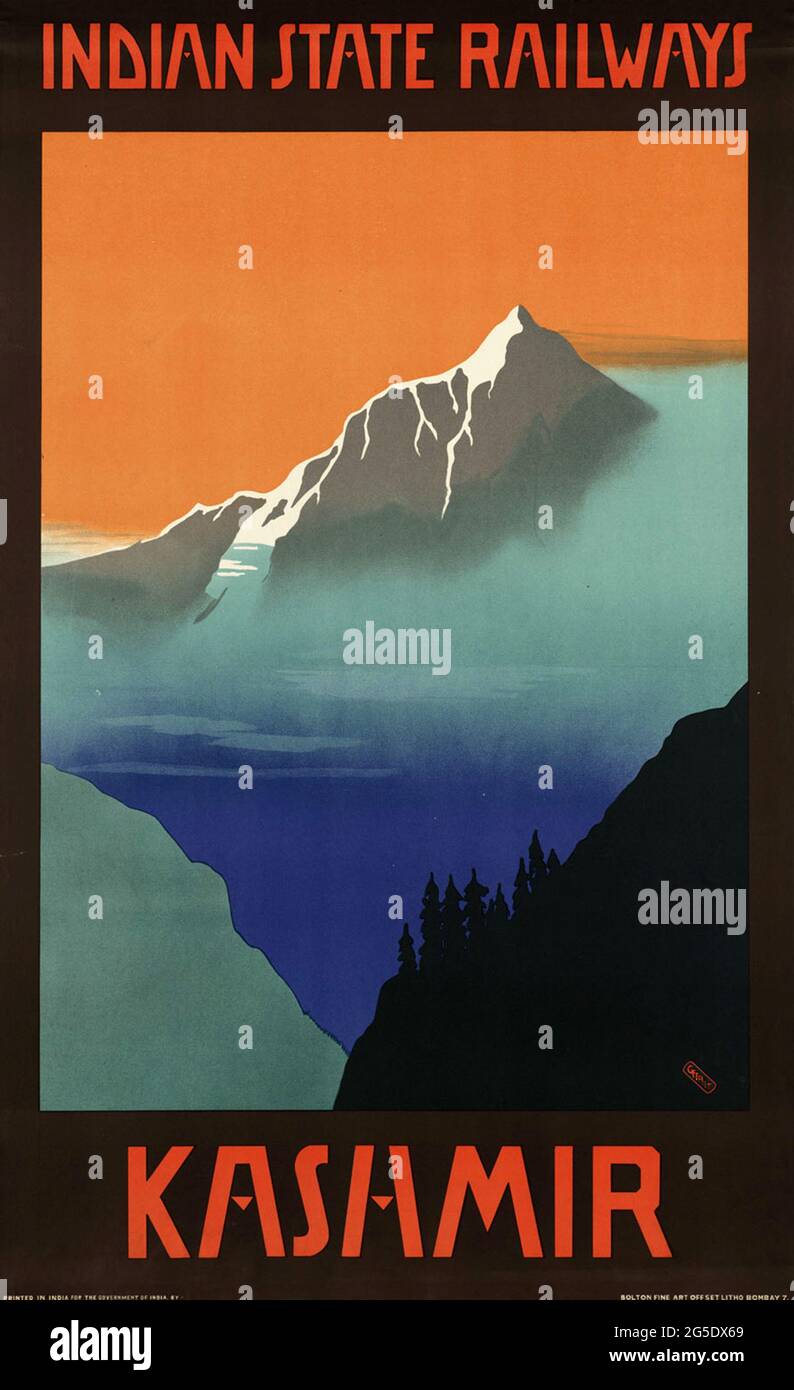 A vintage travel poster for Kashmir Stock Photo - Alamy