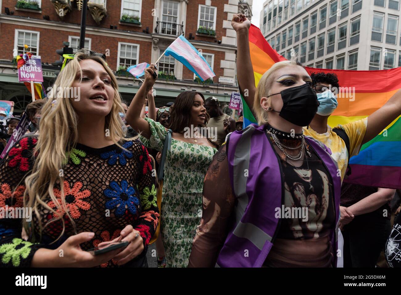 London, UK. 26th June, 2021. Model and LGBT activist Munroe Bergdorf (C ...