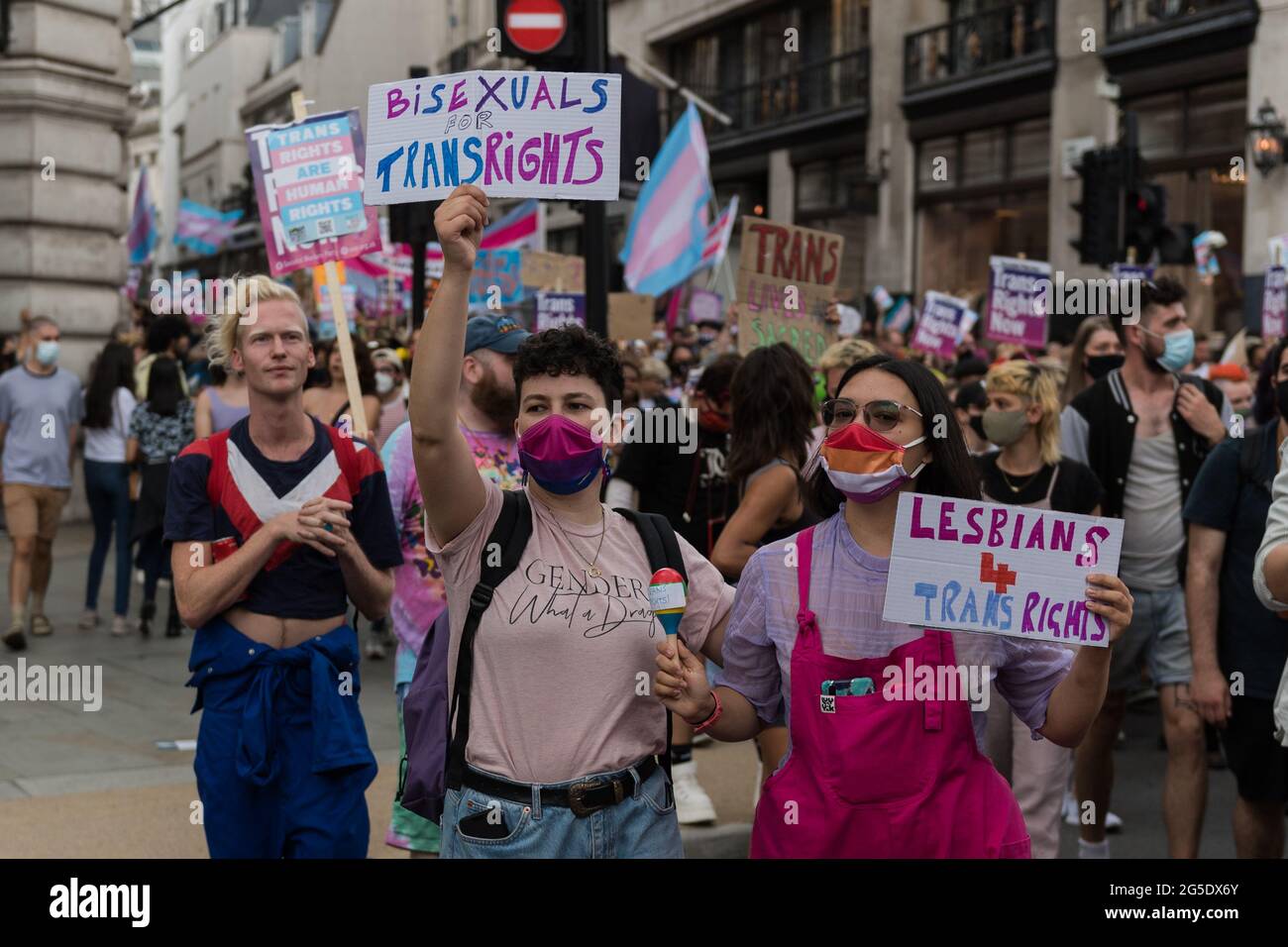 London, UK. 26th June, 2021. Transgender people and their supporters ...