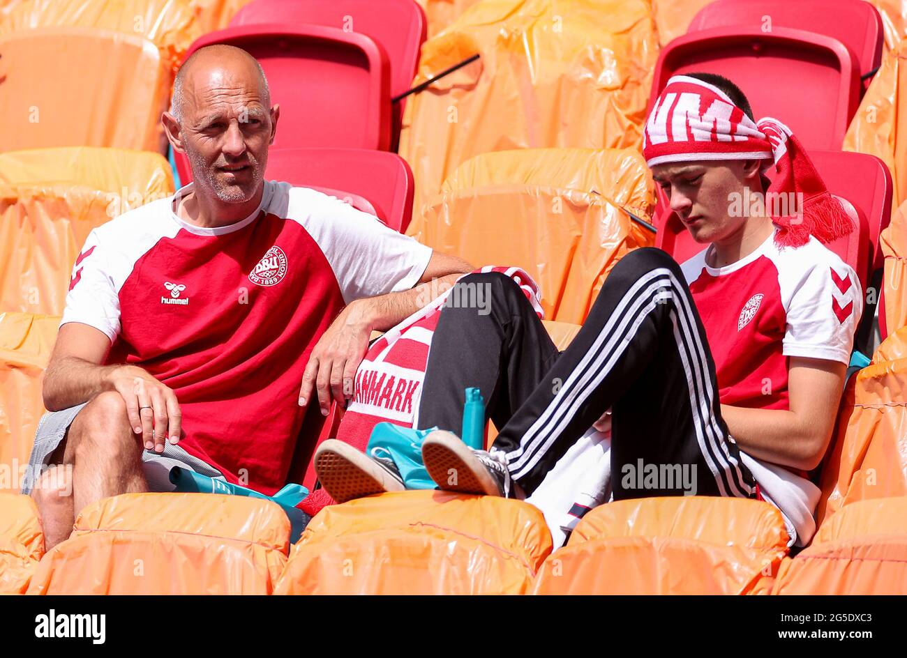 Denmark fans cheer their team during the UEFA Euro 2020 round of 16 ...