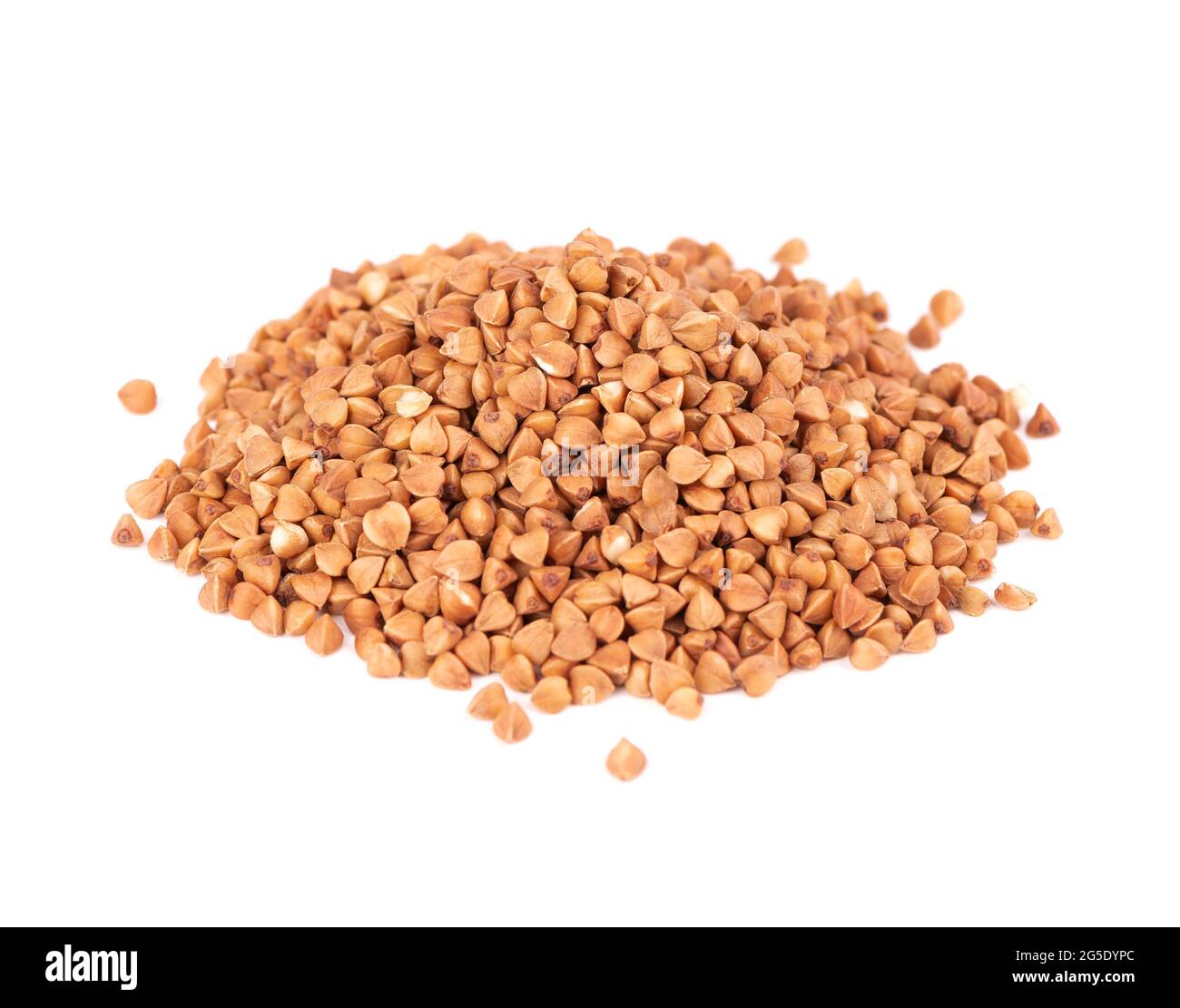 Roasted buckwheat grains, isolated on white background. Dry brown ...
