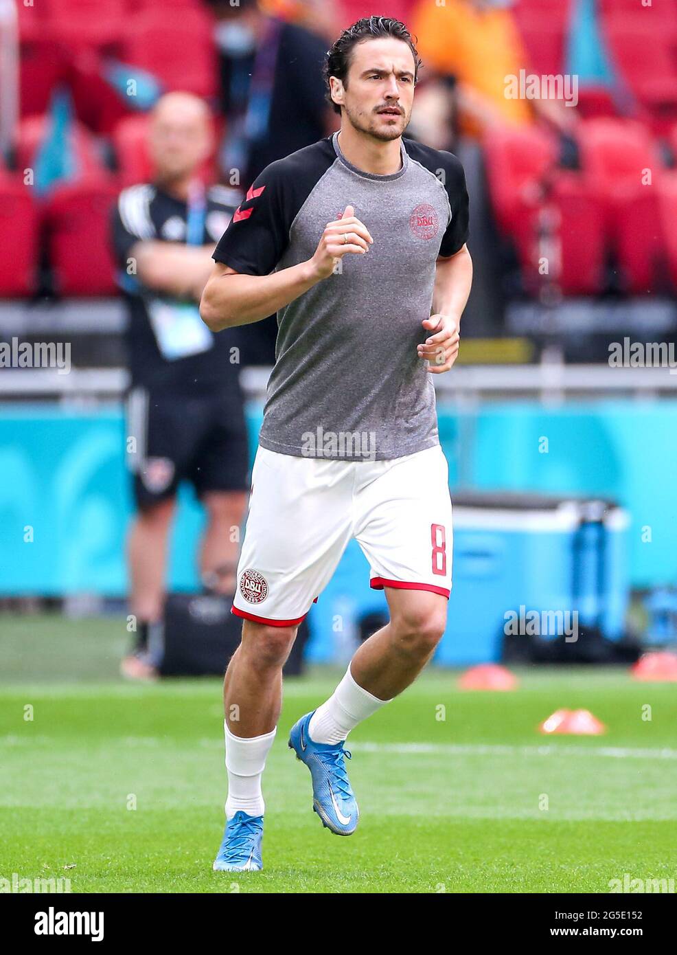 Denmark's Thomas Delaney warming up prior to kick-off during the UEFA ...