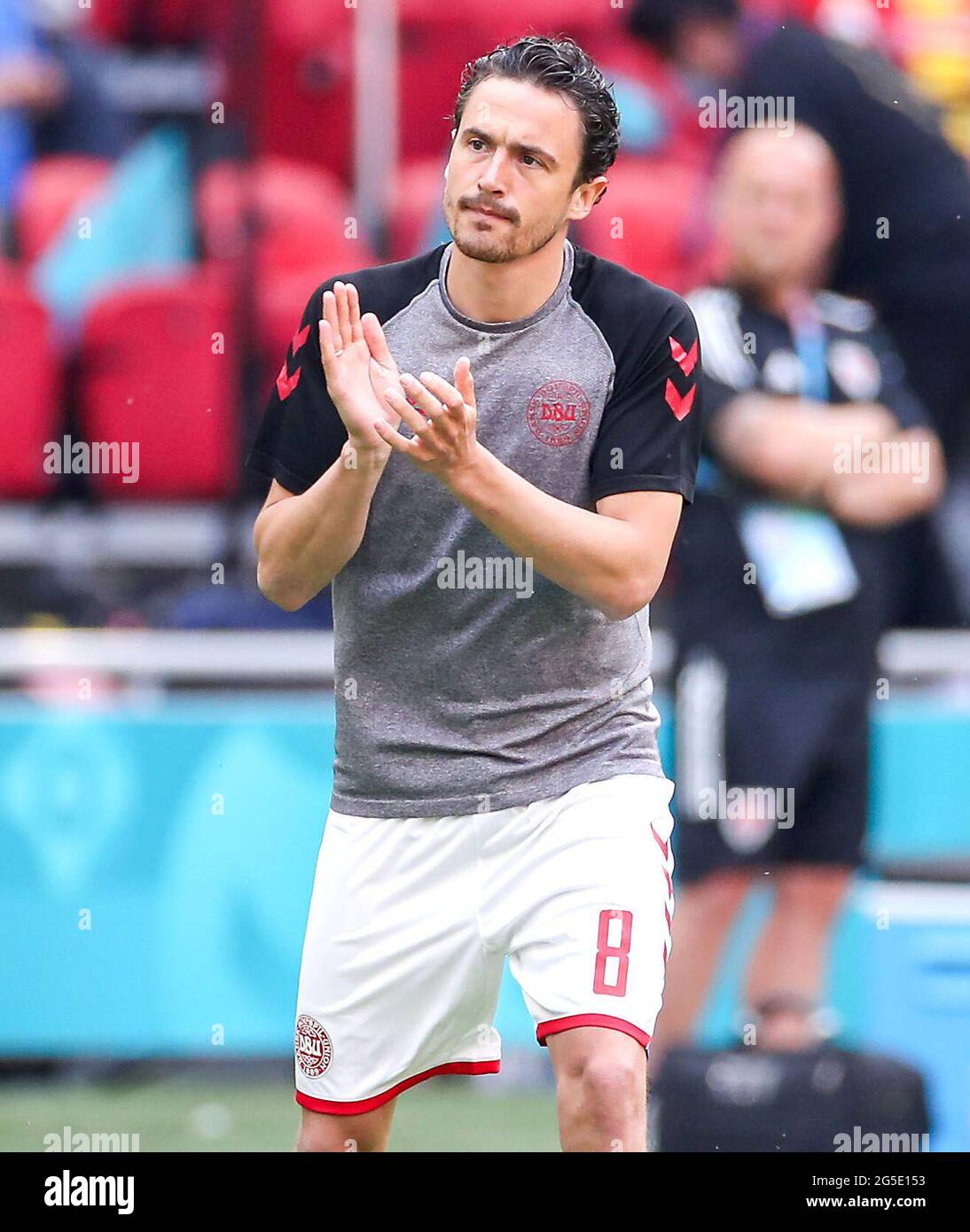Denmark's Thomas Delaney warming up prior to kick-off during the UEFA ...