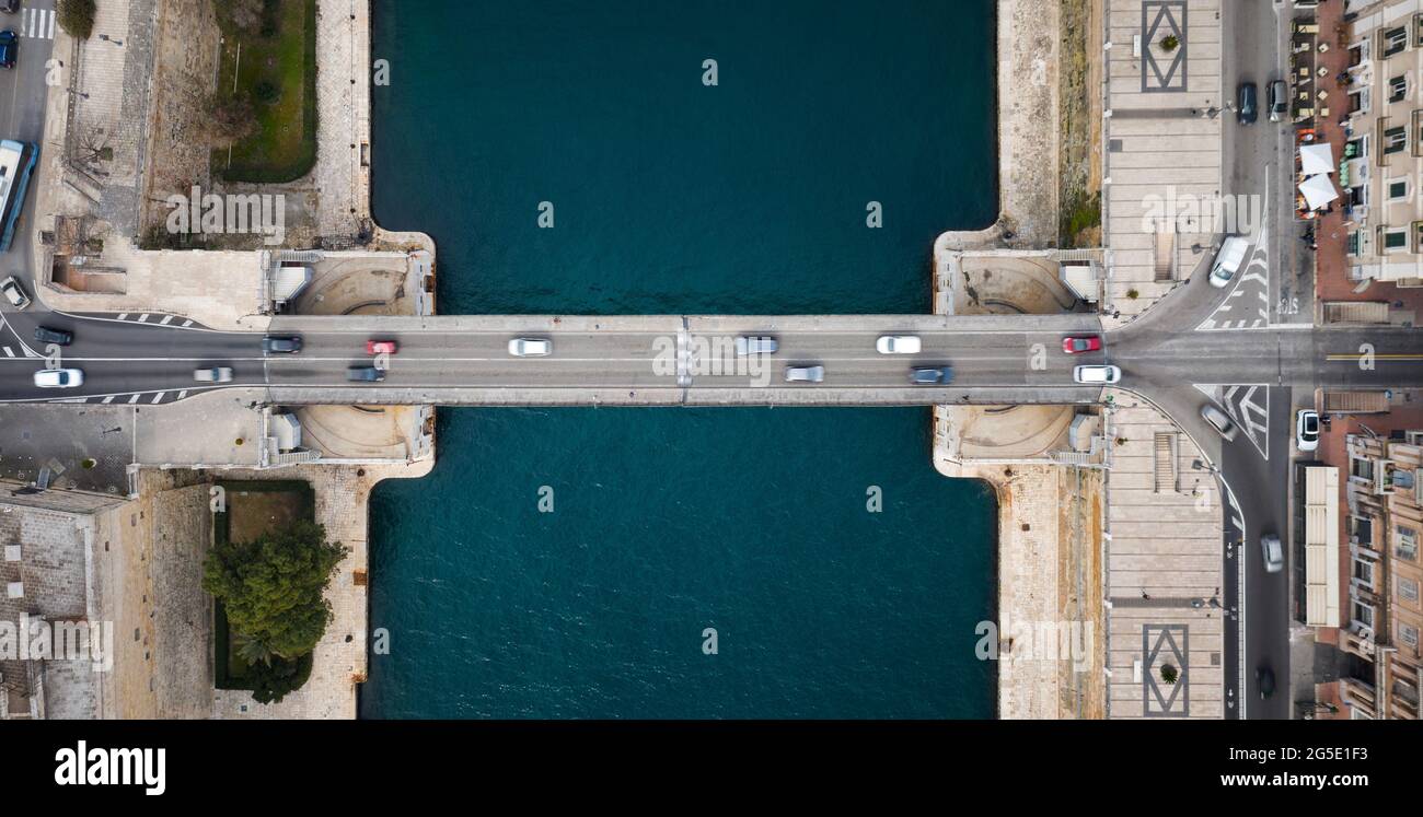 Top view of bridge with cars. Taranto city, Italy Stock Photo - Alamy