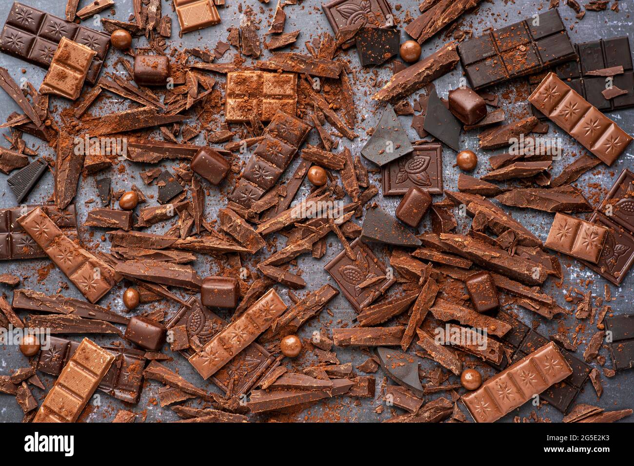 Food photography of chocolate, flat lay, milk and black chocolate Stock ...