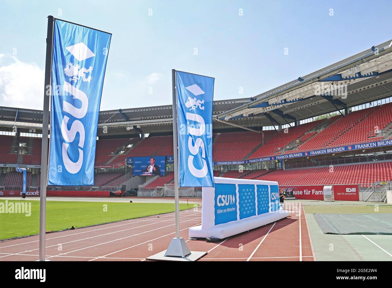 Nuremberg, Deutschland. 26th June, 2021. Interior, overview, CSU flags ...