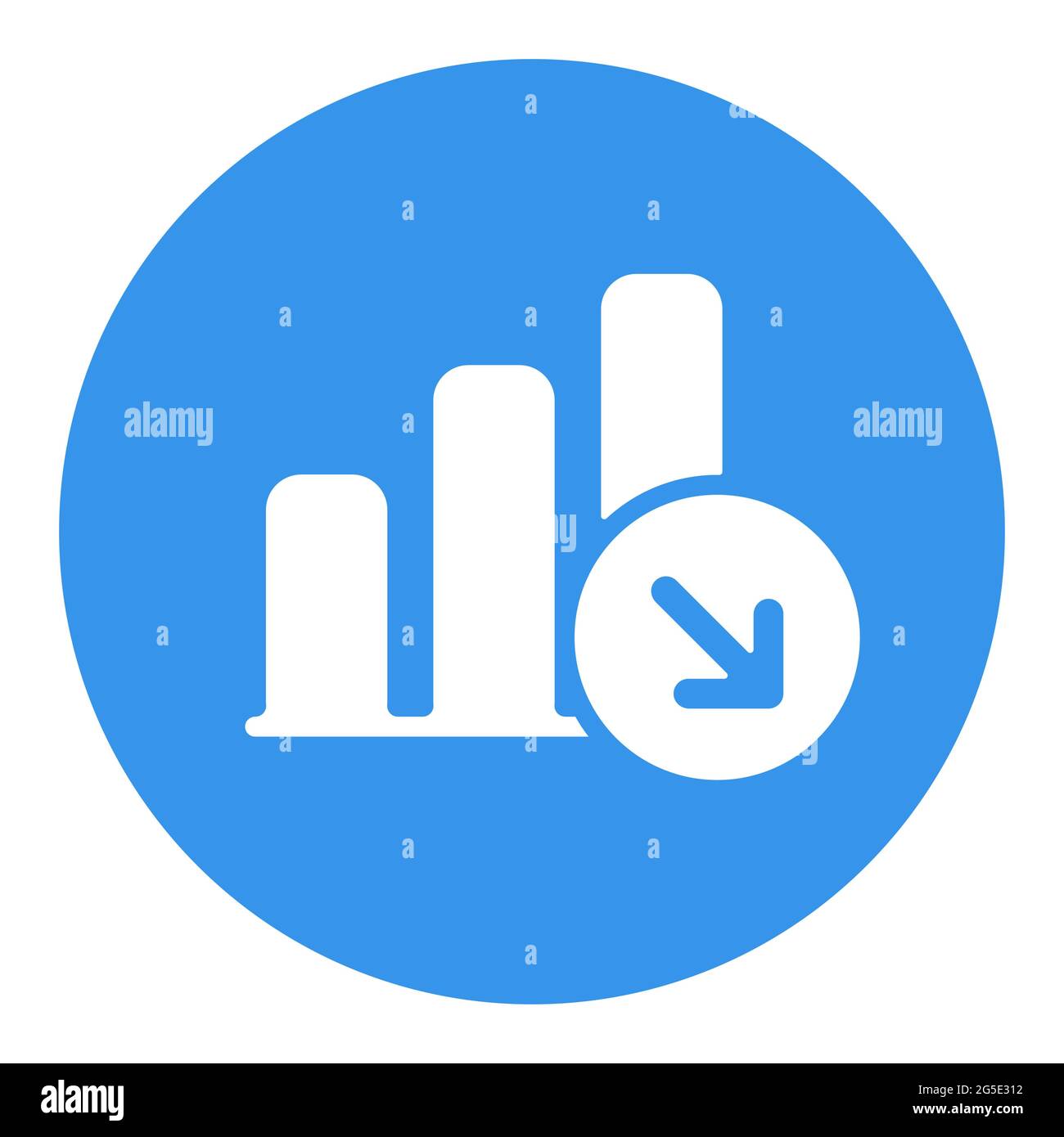 Decrease outline white glyph icon. Office sign. Graph symbol for your web site design, logo, app ...