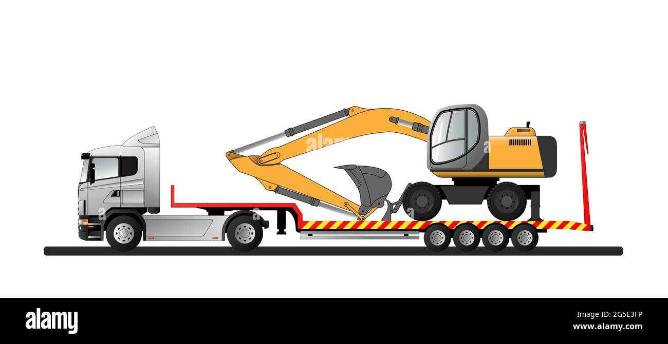 Excavator low loader trailer hi-res stock photography and images - Alamy