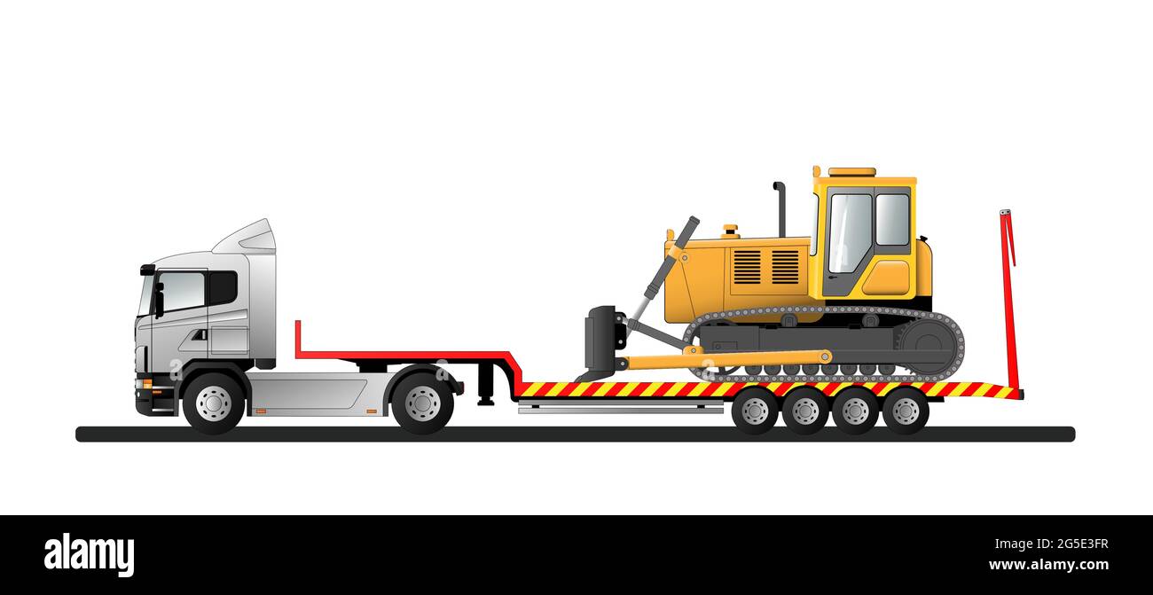 Image of a modern European low loader semi-trailer with cargo. Goose ...