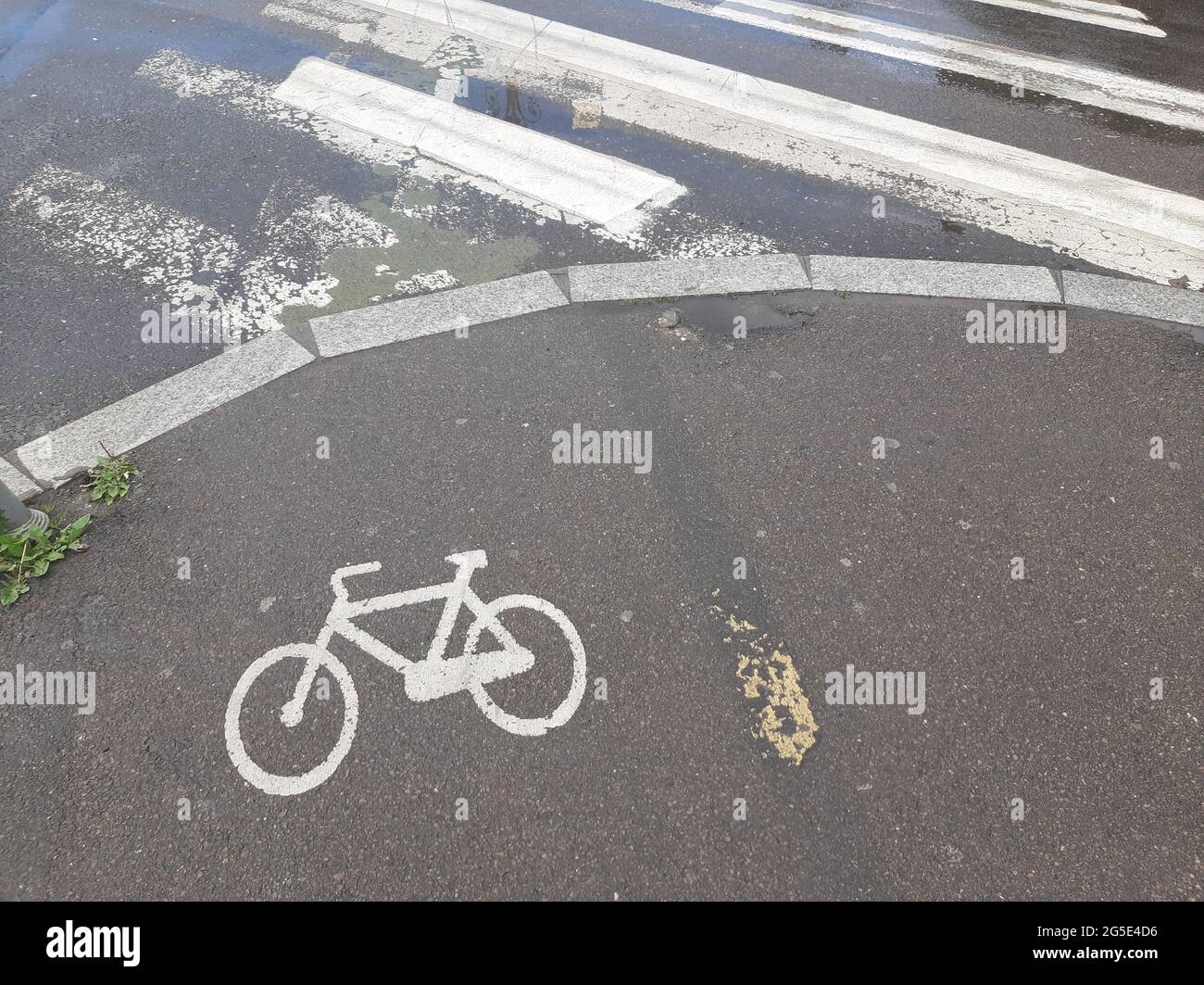 Bucharest, Romania - May 05, 2021: Bicycle track on a sidewalk in ...