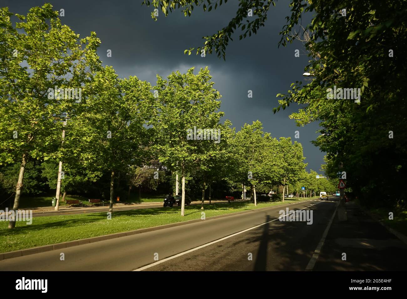 Bucharest, Romania - June 16, 2021: Black storm clouds above ...