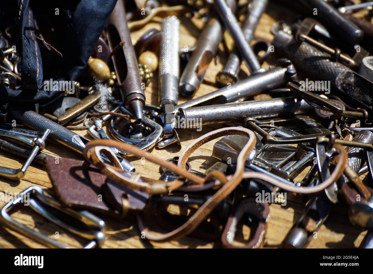 Bucharest, Romania - June 24, 2021: The leather tools of a traditional ...