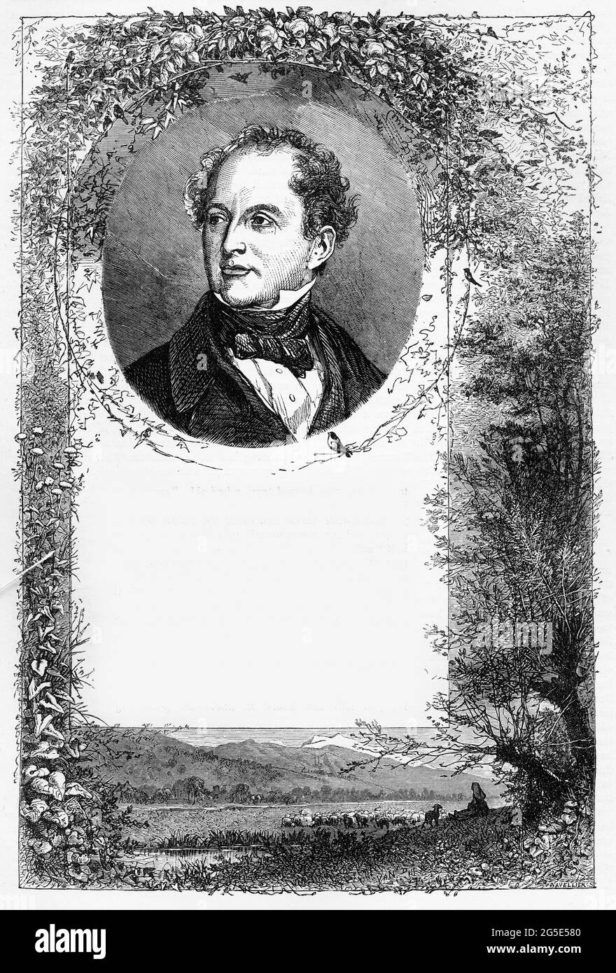 Engraved portrait of the Irish poet Thomas Moore Stock Photo - Alamy