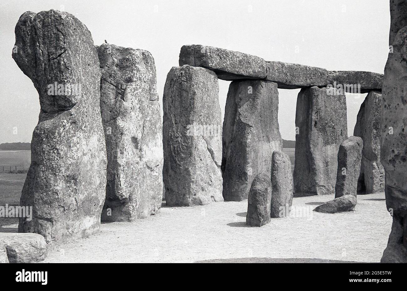 1960s, historical, exterior view of the ancient stones at Stonehenge ...
