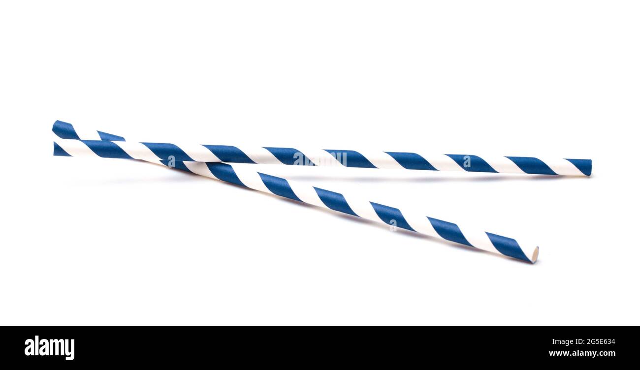 Stripped Paper Straws on a White Background Stock Photo - Alamy