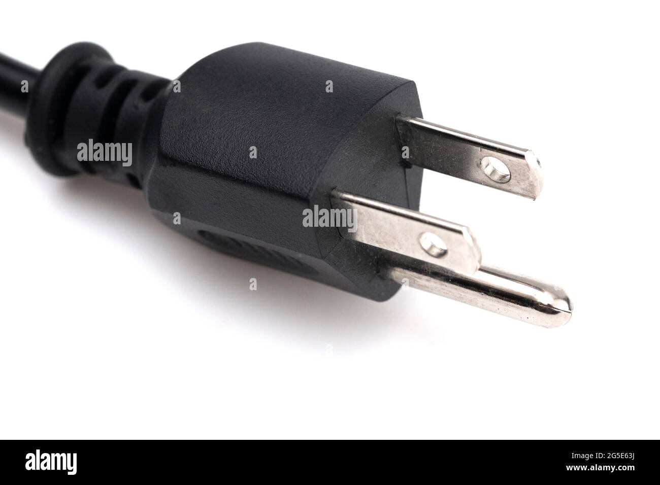 American Three Prong Power Cable on a White Background Stock Photo - Alamy