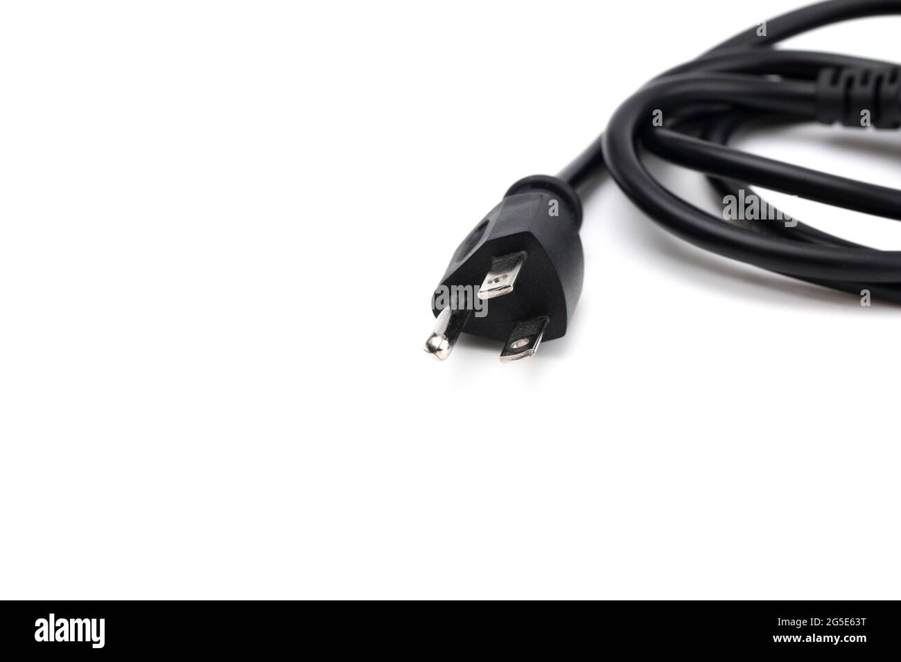 American Three Prong Power Cable on a White Background Stock Photo - Alamy