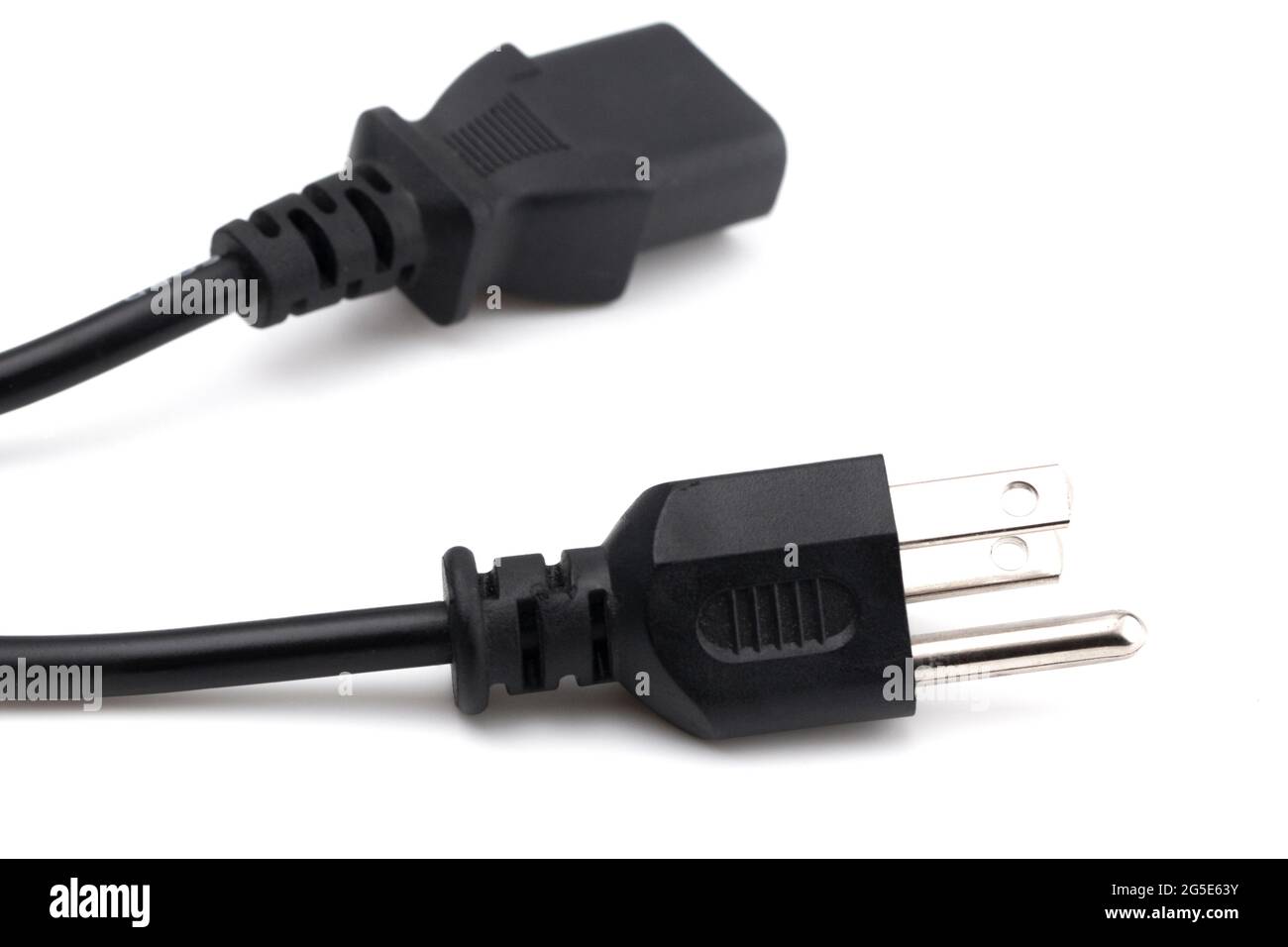 American Three Prong Power Cable on a White Background Stock Photo - Alamy