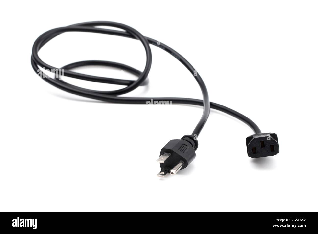 American Three Prong Power Cable on a White Background Stock Photo - Alamy