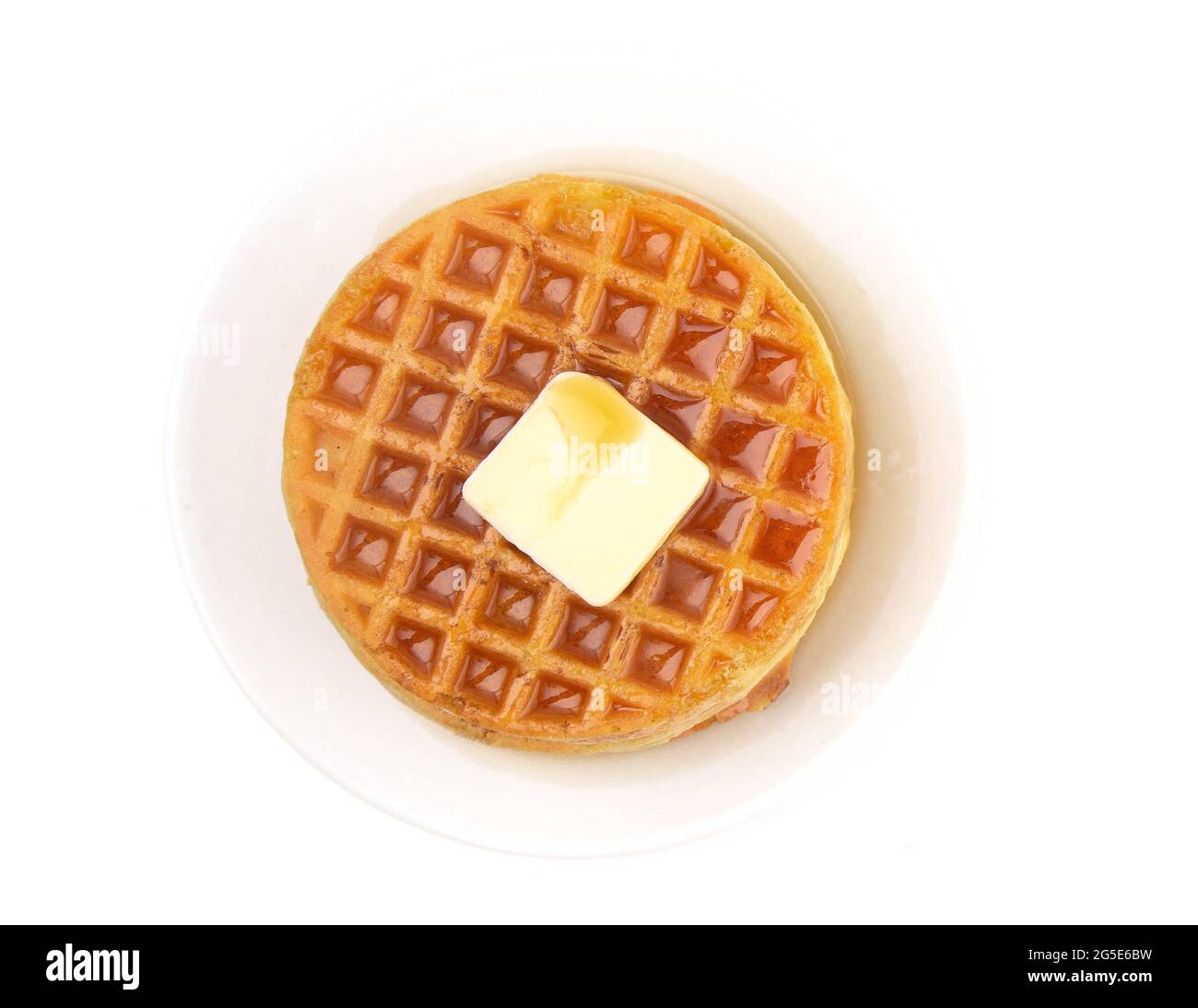 Round Waffles Ready for Breakfast on a White Background Stock Photo - Alamy