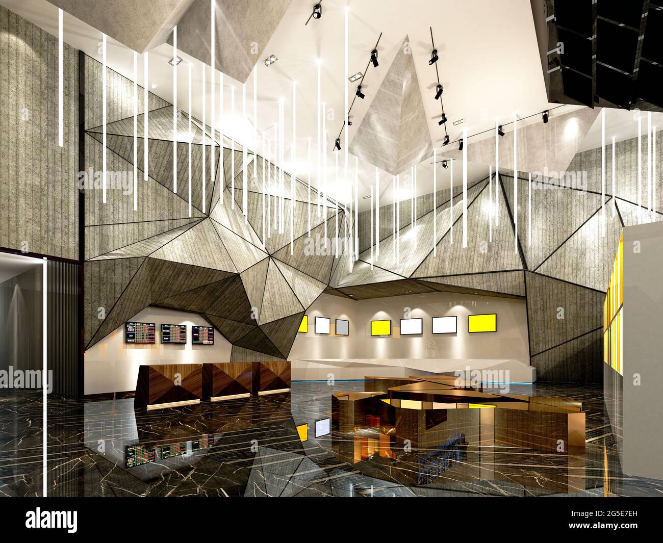 3d render of luxury hotel lobby reception Stock Photo - Alamy