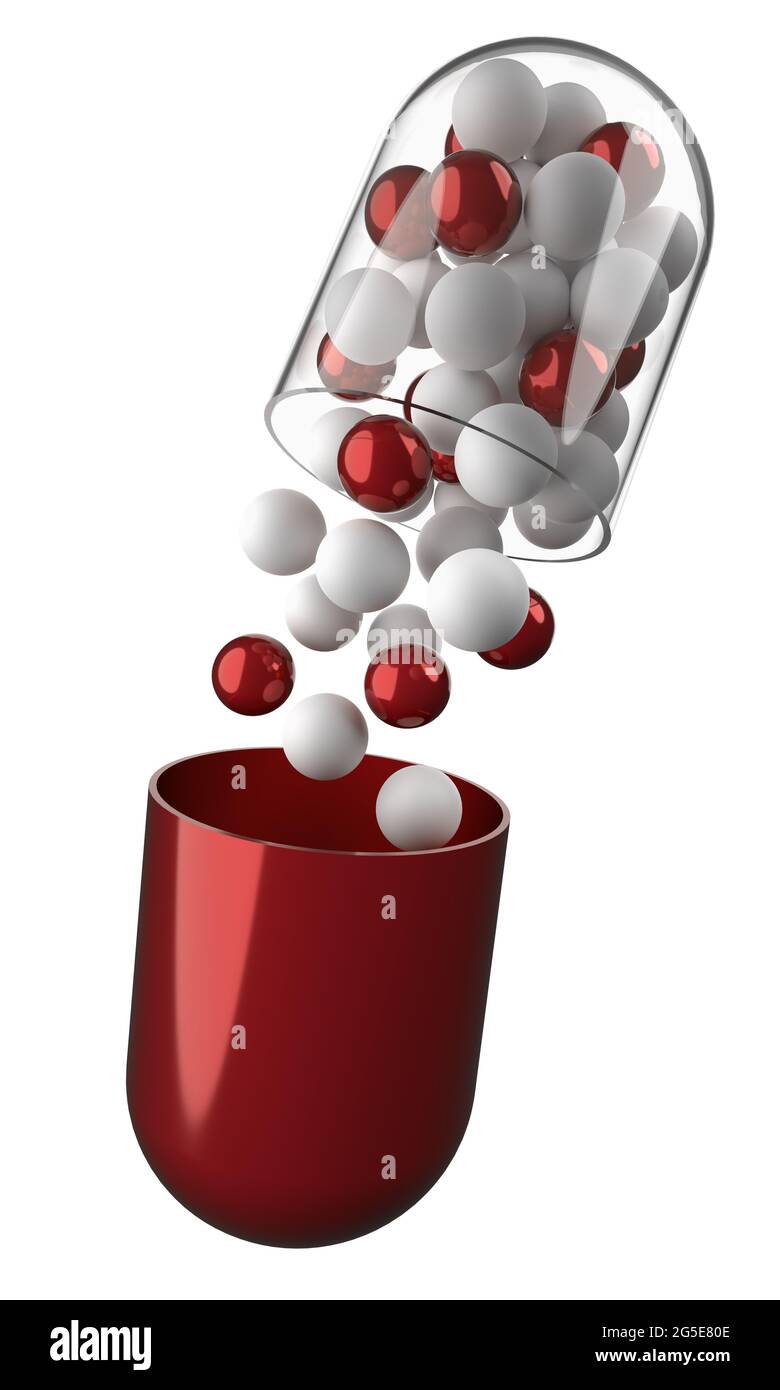 medical capsule shape pills isolated on a white background. 3d ...